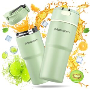 portable blender for smoothies and shakes,personal blender, 15 oz vacuum insulated stainless steel keep cold or hot,bpa free,usb rechargeable,travel blender for anywhere,green（1 pack)