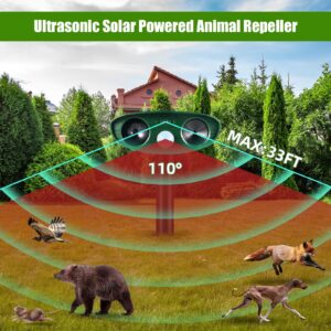 Jahy2Tech Ultrasonic Animal Repeller Outdoor Solar Animal Repeller Deer Repellent Devices Sonic Cat Deterrent Waterproof Motion Activated Squirrel Rabbit Repellent Raccoon Repellent for Yard (2)