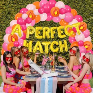 Balterever She Found Her Perfect Match Bachelorette Decoration for Women Match Made in Heaven Bachelorette Balloon Garland Kit with Perfect Match Banner for Bridal Shower Engagement