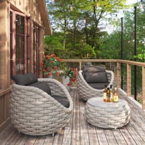 ercimi Aluminum Patio Sofa Outdoor&Indoor Single Sofa,All-Weather Wove Patio Chair, Single Armchair Patio Seating with Soft Cushion for Balcony Garden