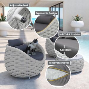 ercimi Aluminum Patio Sofa Outdoor&Indoor Single Sofa,All-Weather Wove Patio Chair, Single Armchair Patio Seating with Soft Cushion for Balcony Garden