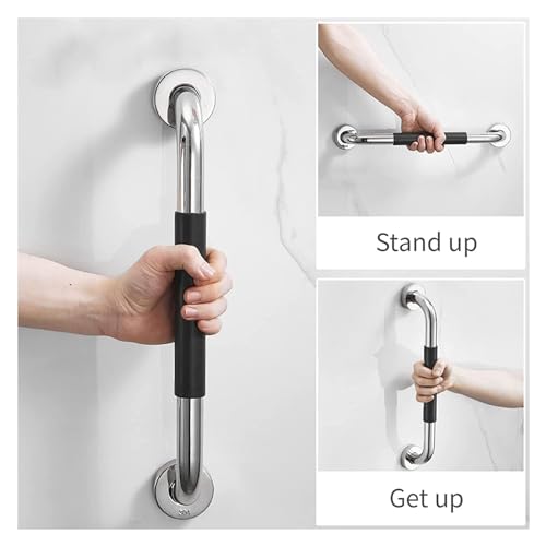 MINAKEDA Grab Bar Bathroom Stainless Steel Bath Grab Rail Shower Safety Handrail Anti Slip Rubber Grip Balance Bar Handle for Elderly Disabled Children Kitchen, 19.7Inch