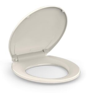 Toilet Seat Round,Toilet Seat with Quick-Release And Quick-Attach, Plastic Toilet Seat with Soft Close,Easy Install and Clean - Fits Most Round Toilets Almond