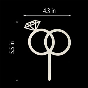 JIEEIN Diamond Ring Cake Topper, Mirror Silver Acrylic Cake Topper for Engagement/Wedding/Bridal Shower/Valentine Party Decoration