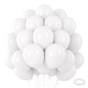 110 pack white balloons 12 inch latex party balloons for birthday party graduation anniversary baby shower wedding decorations