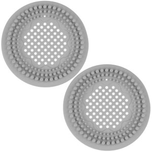 silicone hair catcher for shower drain, 2 pack bathtub strainer cover for bathroom tub kitchen sink protector, grey