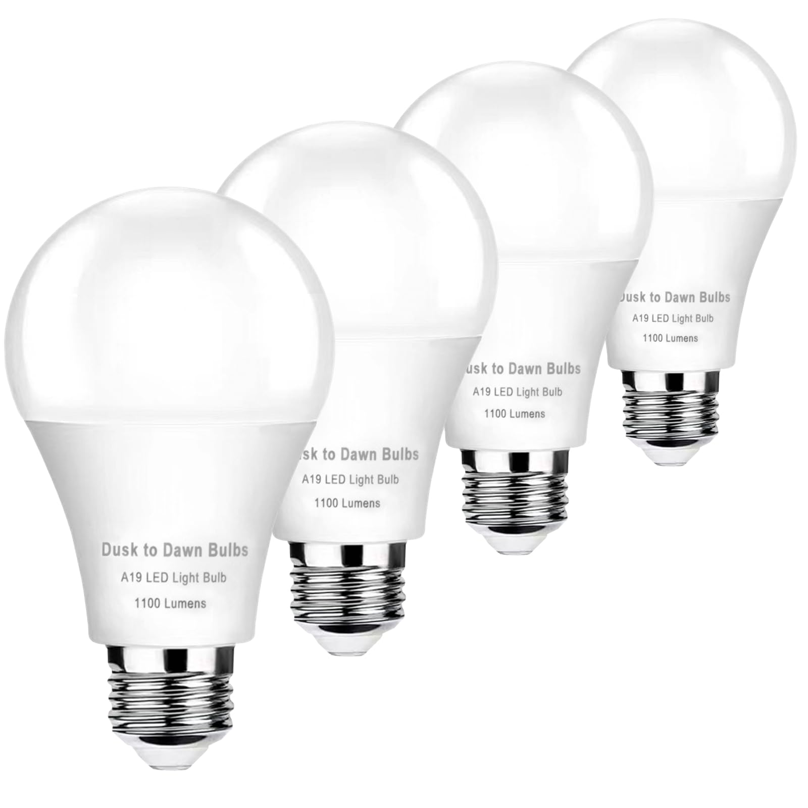 4-Pack Dusk to Dawn Light Bulbs Outdoor 75 Watt Equivalent, Automatic On/Off Sensor LED Light Bulb, 10W Daylight 5000K, 1100 Lumen, A19 E26 Bulbs Photocell for Wall lamp Porch Garage Yard Light