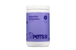 pets 52 - digestive dog probiotics with enzymes - supports healthy gut flora, boosts immune system, promotes stomach comfort, vet-strength formula for improved digestion - 30-day results