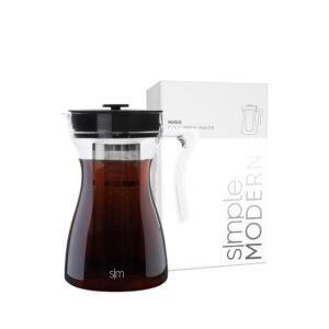 simple modern hugo cold brew coffee maker | airtight pitcher with fine mesh filter | iced tea brewer | 1.5 quart