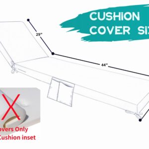 FSJITF Outdoor Chaise Lounge Cushion Cover 72"x21"x3.5",Rain-Proof,Fade Resistant 1600h,for Patio Replacement Cushion Cover,Note: Only Covers-Foam Not