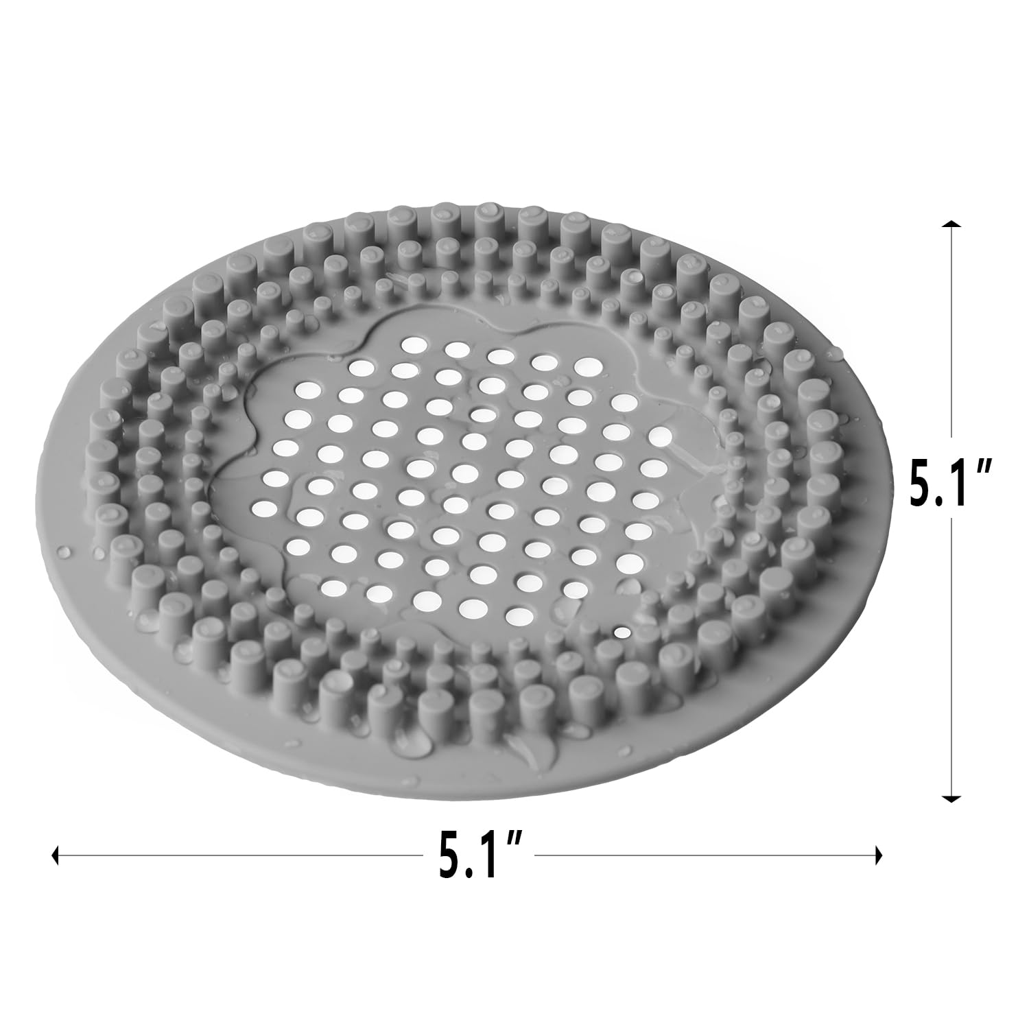 Silicone Hair Catcher for Shower Drain, 2 Pack Bathtub Strainer Cover for Bathroom Tub Kitchen Sink Protector, Grey