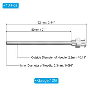 PATIKIL Blunt Tip Dispensing Needle 12G, 10 Pcs 2 Inch Stainless Steel Liquid Dispenser Needles with Lure Lock for Refilling Liquid Inks Adhesives Glue