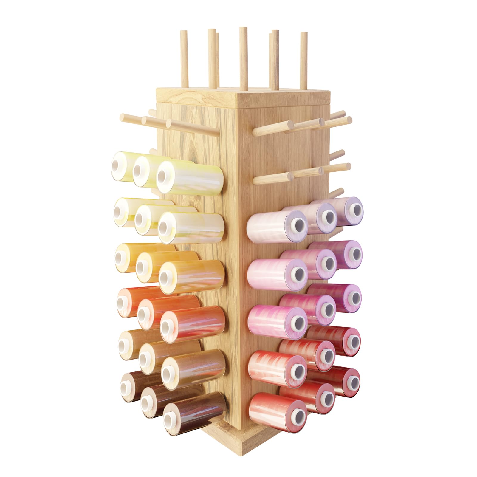 guwealthy 93 Spools Wooden Thread Rack, 【2024 NEW 】 360° Fully Rotating Wooden Thread Rack/Thread Holder Organizer for Sewing, Quilting, Embroidery, Hair-braiding and Jewelry Storage