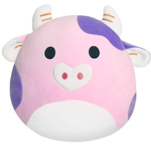 cuteho cow plush toy pillow 12'' cute stuffed animal soft plushie doll gift for kids birthday girls boys valentines day (pink cow)