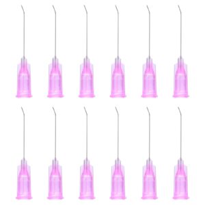 patikil blunt tip dispensing needles 30g, 12 pcs 1 inch industrial liquid dispenser needle with lure lock for refilling liquid ink adhesive glue, purple