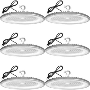 XYCN 6 Pack 400W UFO Led High Bay Light,100-277v,5000K Daylight Commercial Bay Lighting,IP66 Waterproof,61050LM,1750W MH/HPS With Plug Area Lighting For Warehouse/Shop/Workshop/Garage/Barn/Gym/Factory