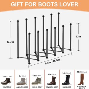 Housen Solutions Boot Rack, Foldable Boot Rack Organizer Tall Boots for Closet, Front Door Entrance, Porch, Garage, Black Metal Expandable Free Standing Cowboy Shoe Boots Holder for 6 Pairs