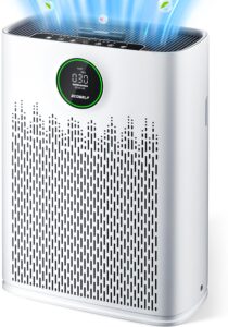 air purifiers for home large room, with smart mode, pm2.5 air quality display, 22db sleep mode, aromatherapy, cover up to 1295 ft² with 2x-purification & 360°air outlet, hap603, bright white