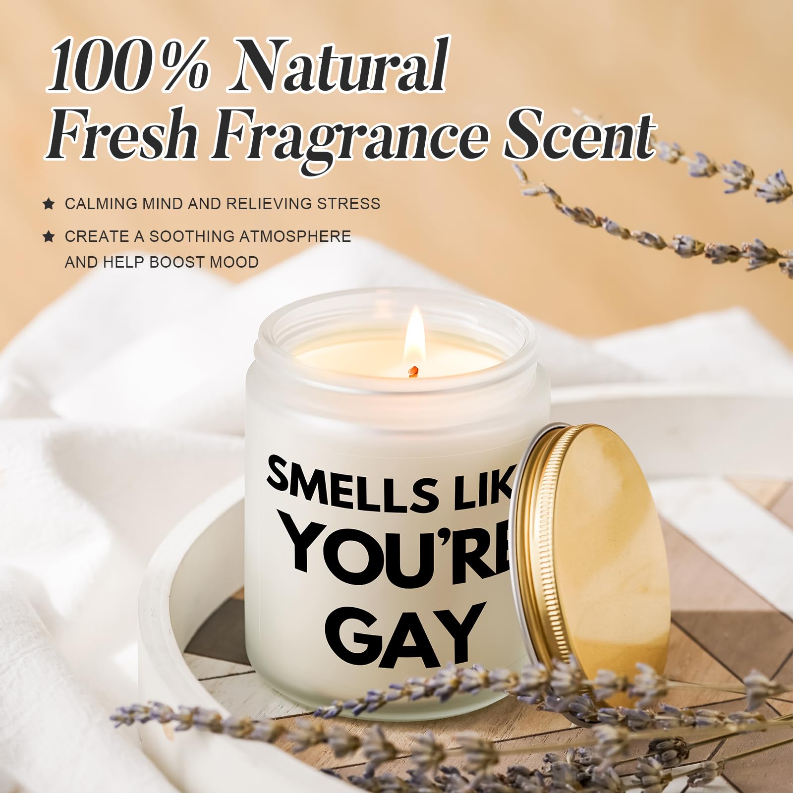 Gifts for Gay Men, Funny Gifts for Boyfriend Brother Husband, Anniversary Birthday Valentines Day Gifts for Him, Pride Gifts for Friends LGBTQ Queer, Lavender Candle