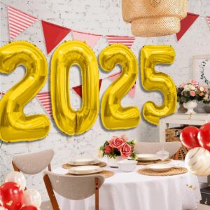 2025 Balloons, 40" Large 2025 Gold Foil Number Balloons, New Years Decorations 2025 Balloons, Graduation Balloons Class of 2025, Birthday Christmas Anniversary New Years Eve Party Supplies Decoration