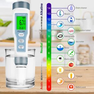 PILLME 2Pack Digital PH Meter PH Tester 0.01 PH High Accuracy Water Quality Tester with ATC: 3 in 1 PH TDS Temp Pocket Size for Household Drinking Water, Hydroponics, Lab, Aquarium