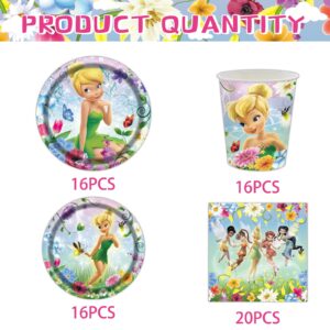 Fairy Birthday Party Supplies,Fairy Tableware Include Plates,Cups and Napkins for Fairy Birthday Baby Shower Party Decorations(Serve 16)