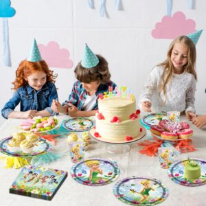 Fairy Birthday Party Supplies,Fairy Tableware Include Plates,Cups and Napkins for Fairy Birthday Baby Shower Party Decorations(Serve 16)