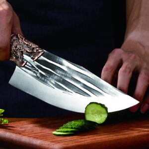 Wanbasion 8" Chinese Meat Cleaver Knife, Meat Knife Stainless Steel Slicer Cleaver, Sharp Chef Knife for Kitchen Camping butcher knife