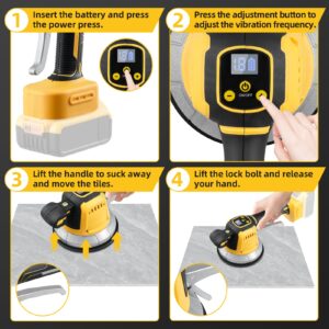 Tile Vibration Tool, Tile Vibration Leveling Machine for Dewalt 20V Battery, Cordless Tile Vibration Machine Installation Tool 300W Tiler Vibrator Tool with 10 Speed, Suction Cup, Digital Display