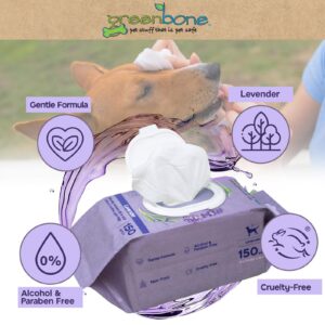 Greenbone Calming Dog Wipes - Lavender Scented - 150 Wipes