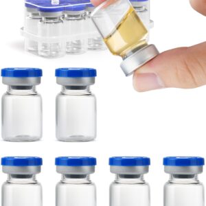 5ml Glass Vials for Injections, Self-Healing Injection Port, Empty Vials for Injections with Sealed Cap (10 Pack)