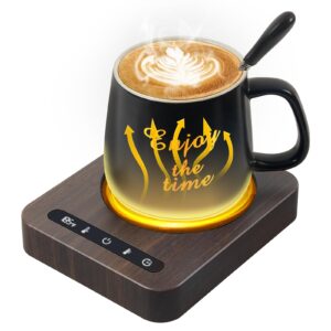 mug warmer set - coffee mug warmer for desk with temperature display, 1-12hour auto shut off, cup warmer with mug - ideal coffee gifts for heating coffee, beverages, milk, tea and hot chocolate