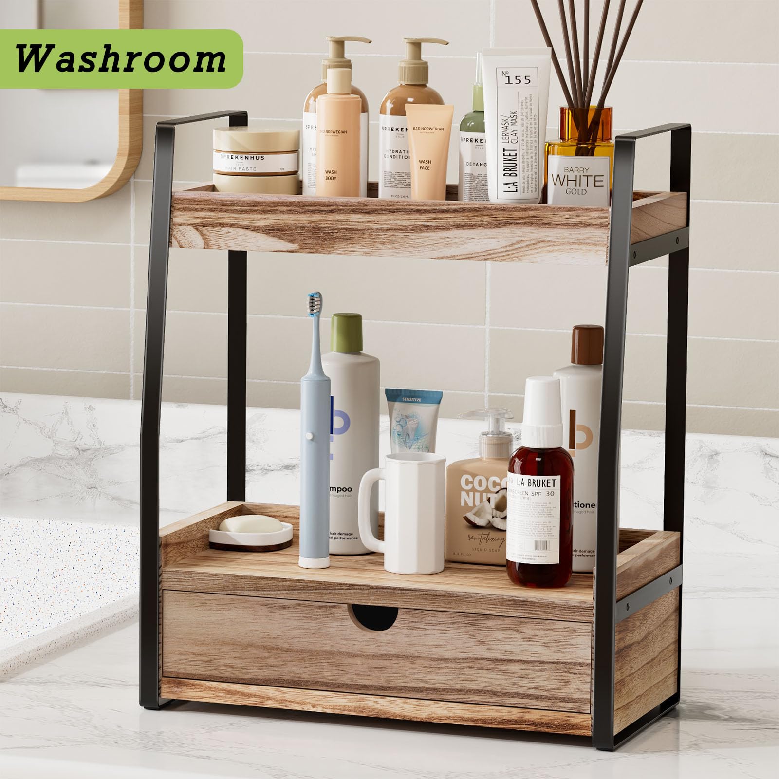 2-Tier Bathroom Organizer Countertop, Bathroom Sink Organizer Countertop, Bathroom Vanity Organizer, Bathroom Counter Shelf, Vanity Organizer Countertop, Bathroom Counter Storage for Bathroom