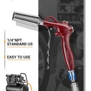 JASTIND Retro Red Air Blow Gun with Powerful Blast Air Nozzle, High Volume Air Blower Gun Kit w/4.9 Inch Steel Extension & 1/4" Quick Plug, Air Gun Air Compressor Attachments for Dust Clean