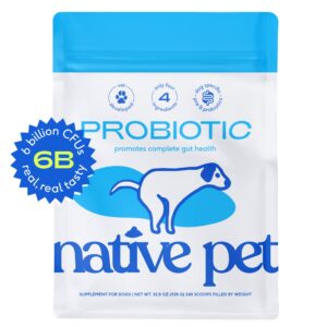 native pet probiotic for dogs - vet created powder digestive issues dog probiotics + prebiotic bone broth 232 gram 6 billion cfu - dog supplies - powder prebiotics and probiotics dogs love! (32.8 oz)