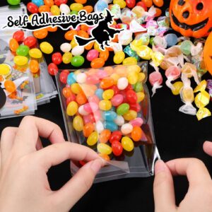 Joottuan 320 Pcs Halloween Treat Bag Clear Self Adhesive Cellophane Bags Cookie Bags Plastic Candy Bags for Party Favors Supplies