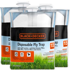 fly trap- hanging fly traps outdoor- natural non-toxic fly catcher attractant- add water to catch house & horse flies in garden, backyard & barn, 3 pack 15 grams