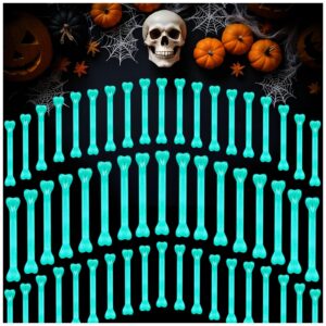 torinalital 60pcs halloween mini bones, miniature glow decorations, artificial plastic skeleton for gatherings decoration caveman theme costume supplies