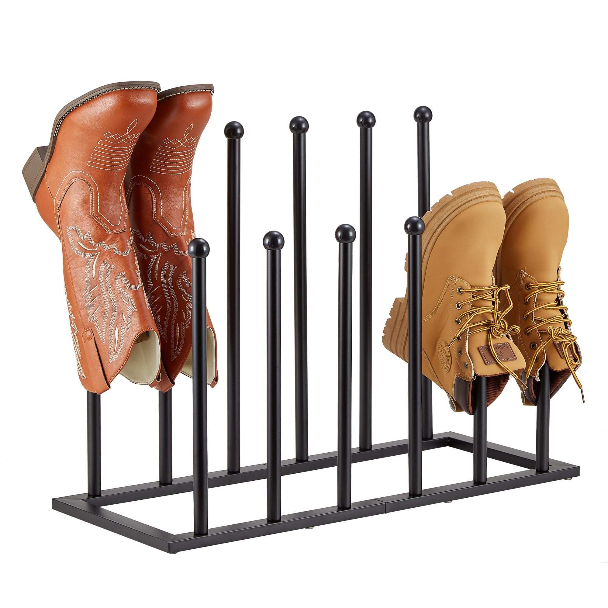 Housen Solutions Boot Rack, Free Standing Metal Shoe Racks Organizer for Tall Boots, 6 Pairs Black Shoes Boot Holder for Knee-High, Hiking, Rain Boot, Working Boot in Closet, Entryway, Garage