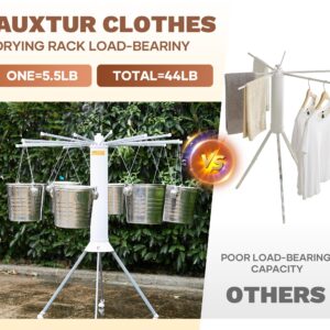 AUXTUR Clothes Drying Rack Wheels Foldable with Quadruped Support|Portable Laundry Drying Rack Hanger with Tail & Bottom Pulley - Convenient Storage & Outdoor Laundry Rack for Hanging Clothes