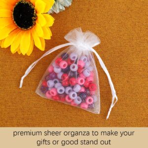 Organza Bags, 50 Pcs Small Mesh Bags Drawstring 3.54"x4.72"(9x12cm), White Jewelry Bags Drawstring Mesh Gift Bags for Party Wedding Christmas Jewelry Candy Bathroom Soaps Makeup Wrapping Supplie