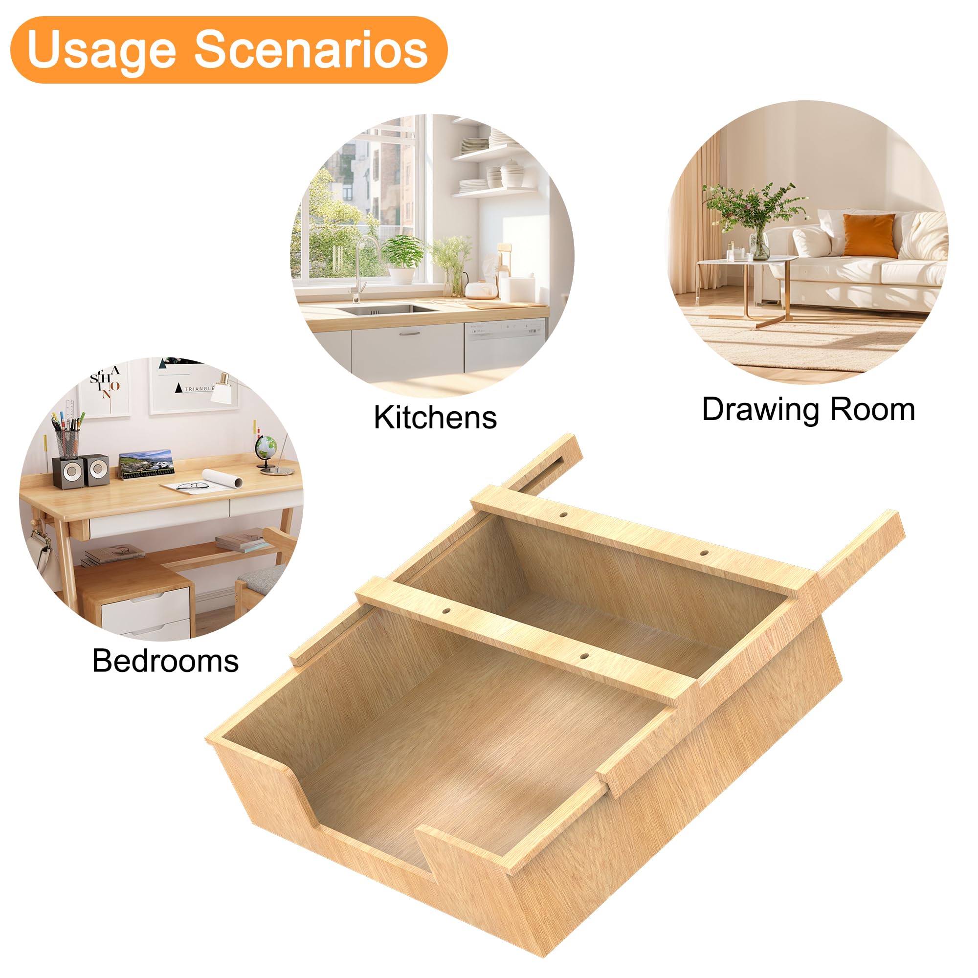 Wooden Mountable Drawer for Under Desk,Drawer Organizer with Screws,Paper Plate Dispenser,Organizing All Kinds of Items,for Kitchen/Pantry/Bedroom