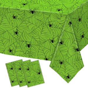 trewave 3 pack halloween spiderweb tablecloth rectangular plastic spider web table cloth large size table covers for home decor halloween party decorations 54" x 108" (green)