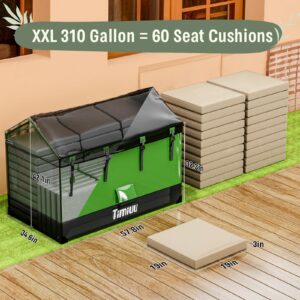 Timiuu XXL 310 Gallon Extra Large Deck Box, Waterproof Outdoor Storage Box with Taller Side Panels for Patio Furniture Cushions, Pools and Garden Tools Green & Black