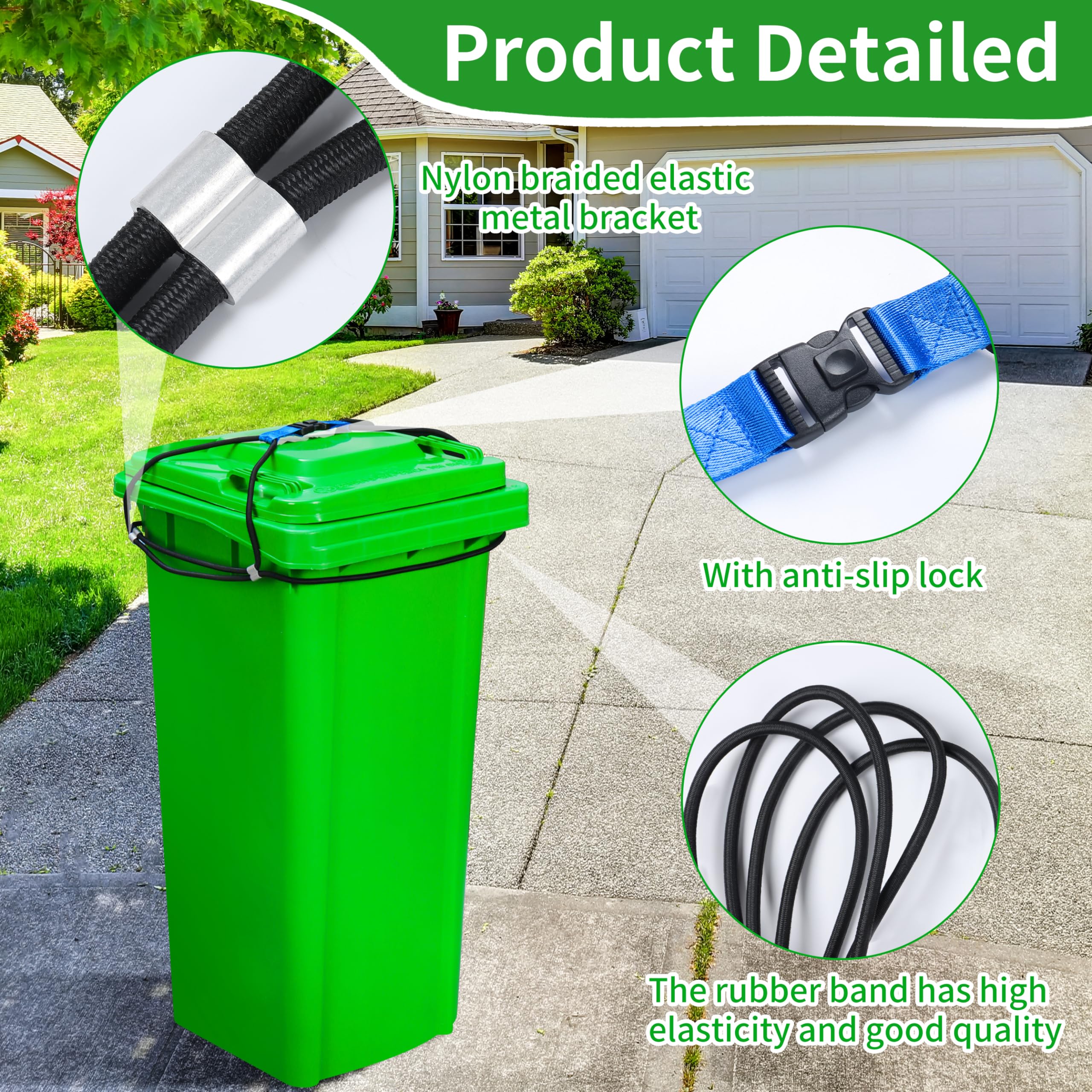 Foxmox Trash Can Lock for Animals: 1PCS Garbage Can Lid Locks with Heavy Duty Bungee for Raccoons Proof,Bears Proof and Wind-Resistant(Fits 30-40 Gallon Cans)