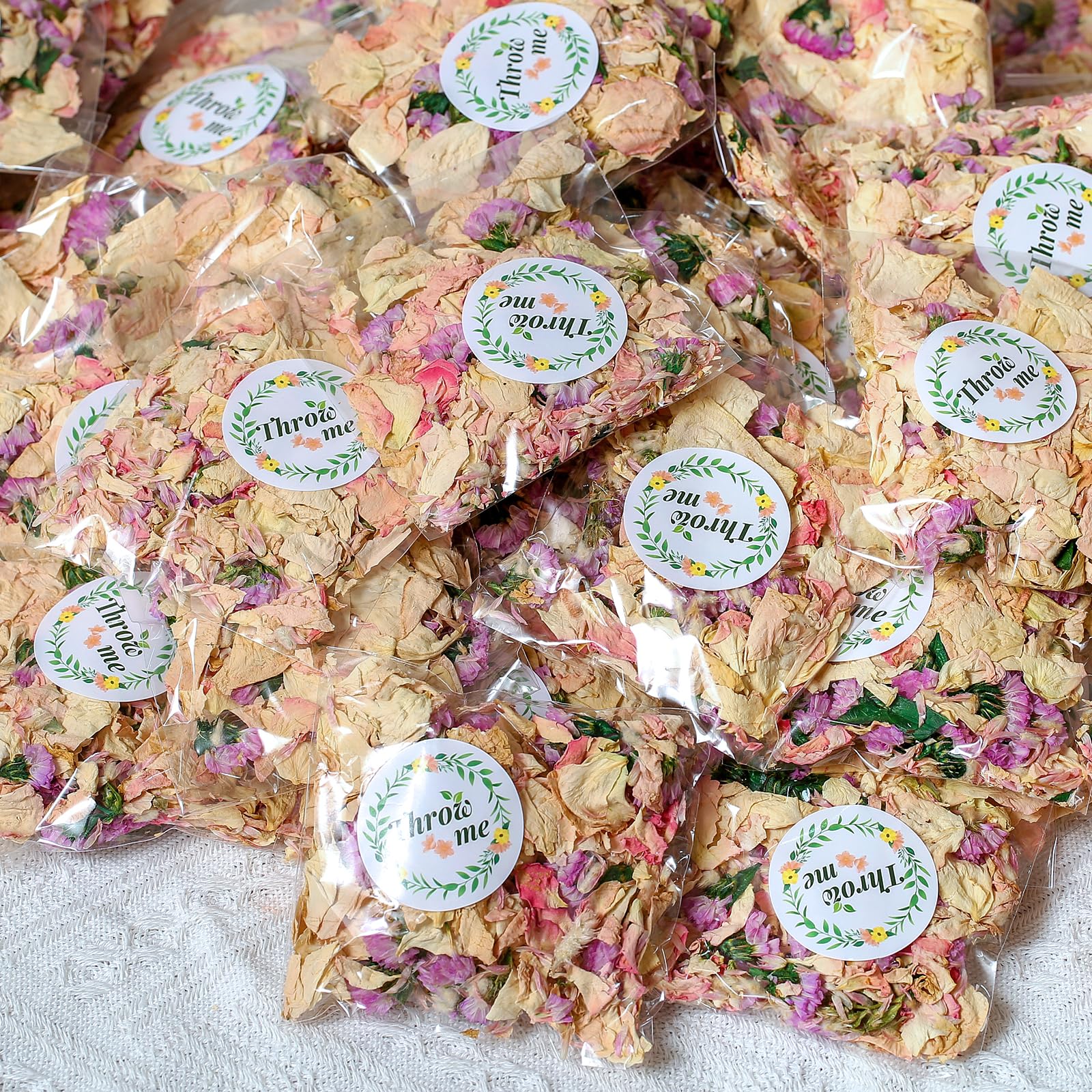 52 Pack Biodegradable Confetti, Dried Flower Petals, Real Pink Rose Petals for Weddings, Flower Girl, Valentine's Day, Wedding Send Off Ideas, Flower Girl Dinner Table Centerpieces