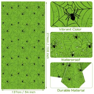 TREWAVE 3 Pack Halloween Spiderweb Tablecloth Rectangular Plastic Spider Web Table Cloth Large Size Table Covers for Home Decor Halloween Party Decorations 54" x 108" (Green)