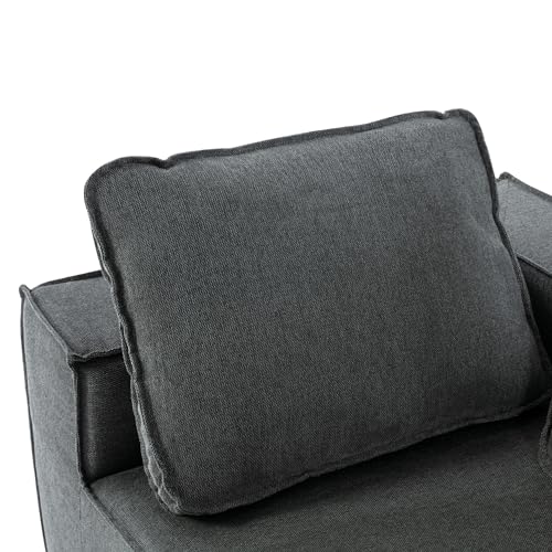 FANYE L-Shape Modular Lounge Sectional Sofa with Left Chaise, Modern Living Room Chenille Upholstered Foam Couch for Home Apartment, 2 PC Free Combination Deep Seat Cloud Sofa&Couch W/4 Pillows, Grey