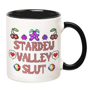 YOLANDEEUROKOK Stardew Valley Slut Mug, Stardew Valley Gift, Funny Stardew Valley Mug, 11 Oz Novelty Coffee Mug, Black