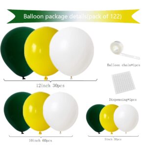 Retro Green Yellow White Balloon Garland Arch Kit, 122pcs Dark Green Yellow White Balloons for Birthday Wedding Graduation Baby Shower Anniversart Forest Jungle Tractor Soccer Party Decorations